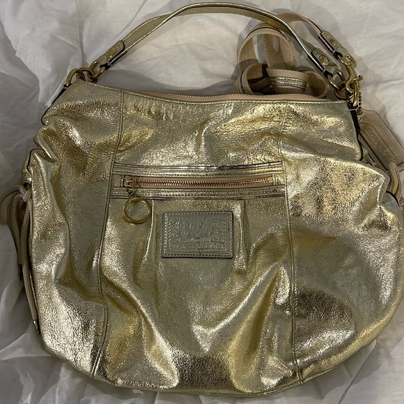 Coach | Bags | Coach Poppy Gold Metallic Leather Jazzy Shoulder Bag ...